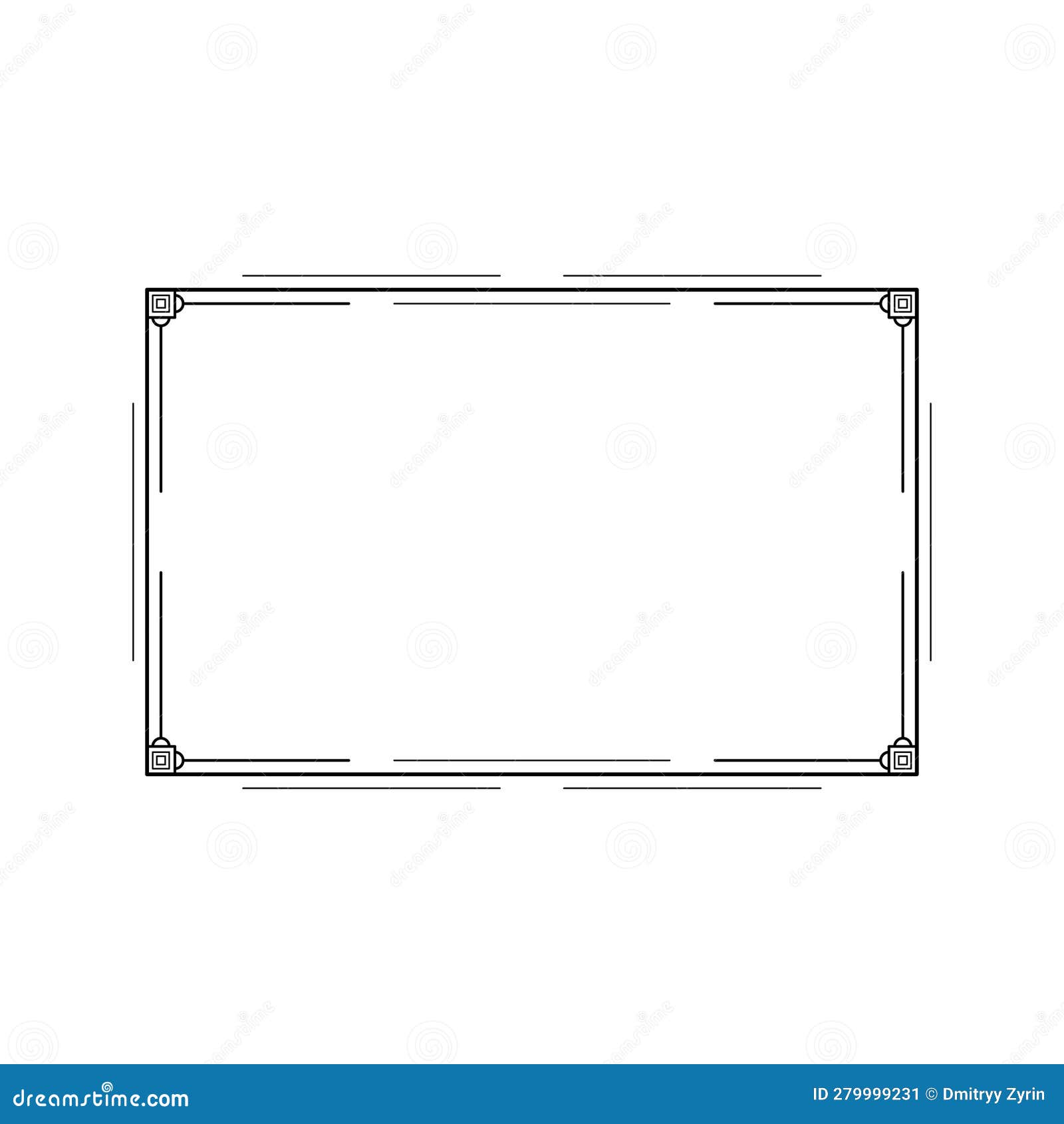 Abstract Black Simple Line Rectangular Frame Doodle Outline Element ...