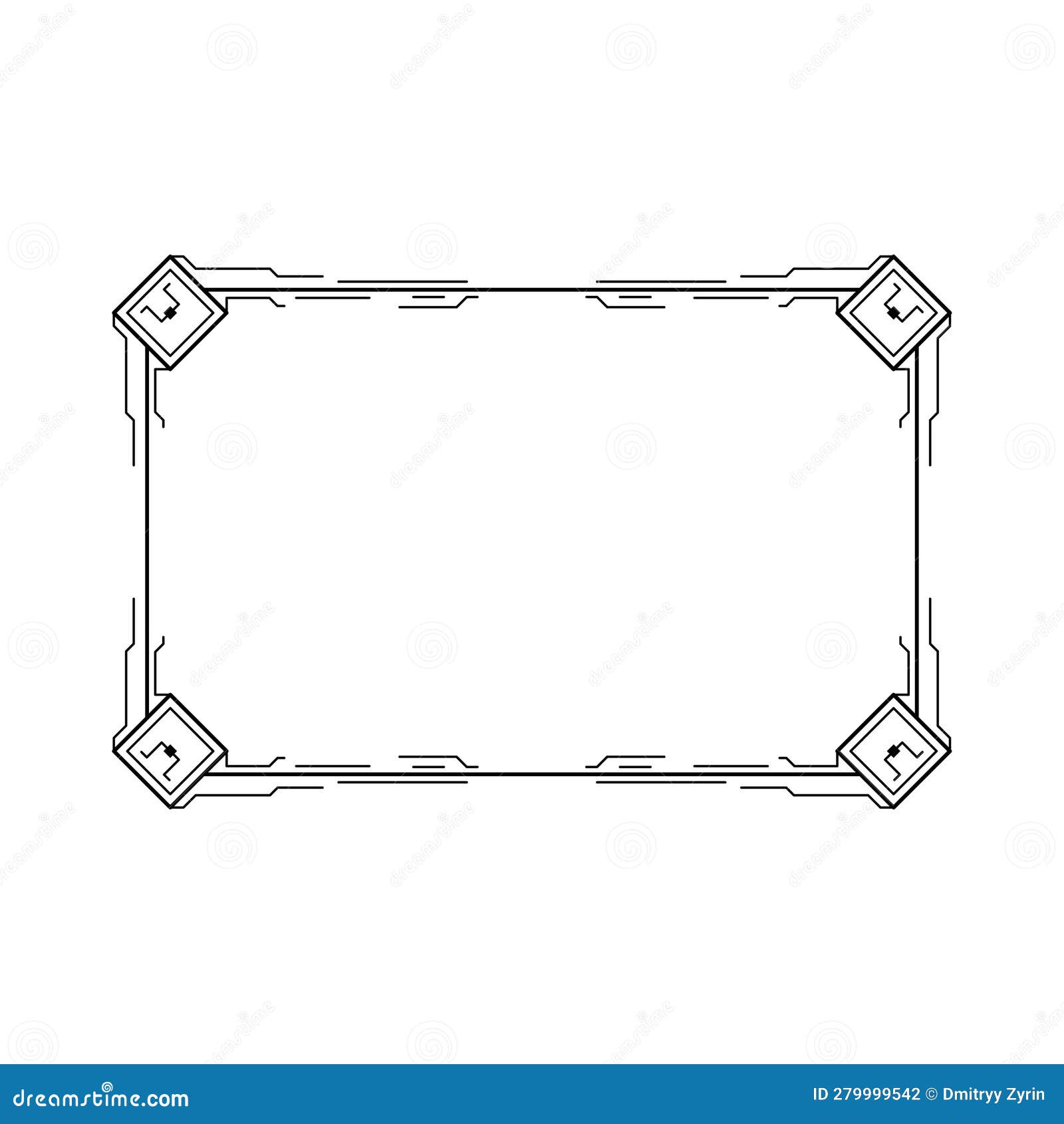 Abstract Black Simple Line Rectangular Frame Doodle Outline Element ...