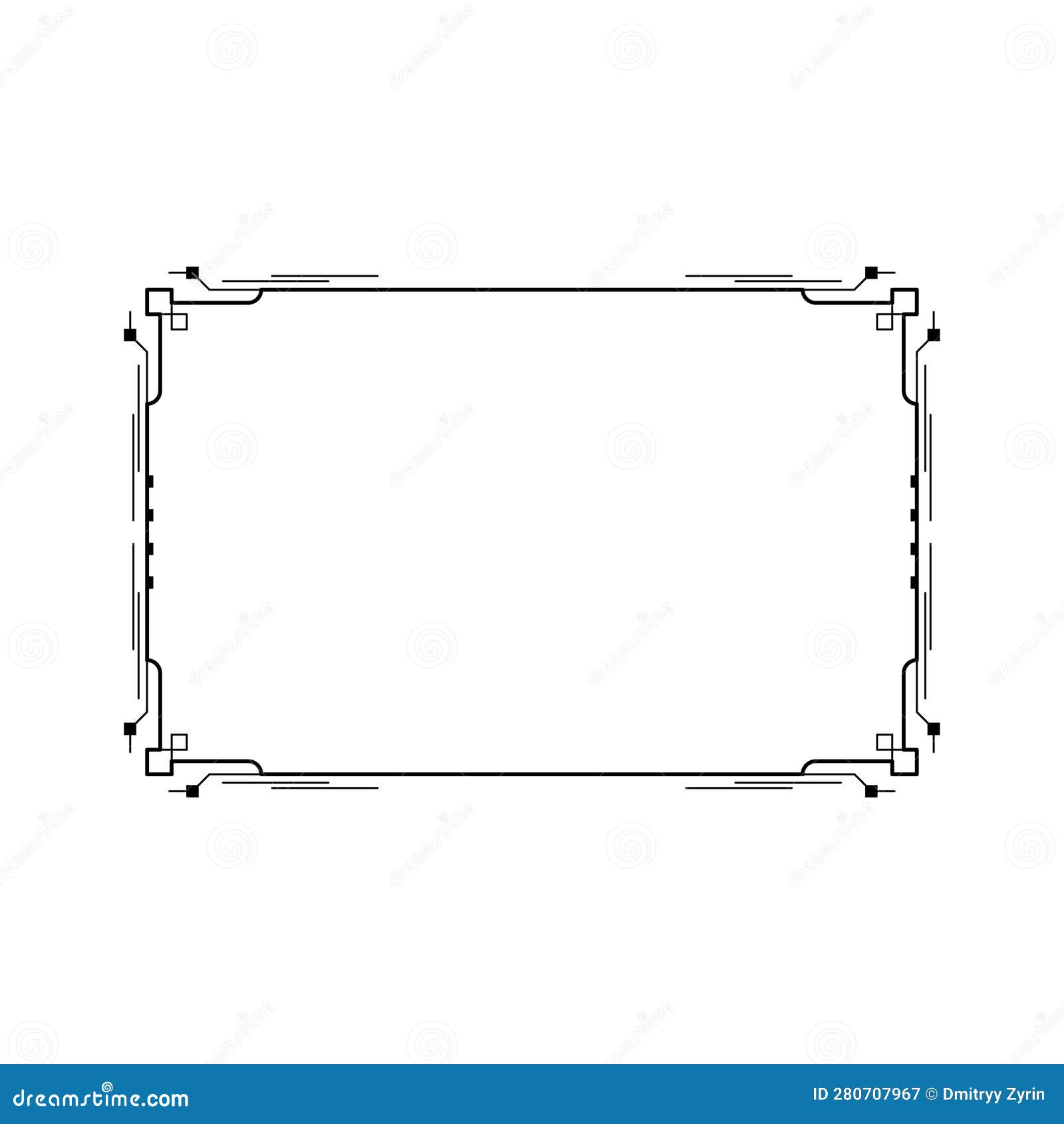 Abstract Black Simple Line Rectangular Frame Doodle Outline Element ...