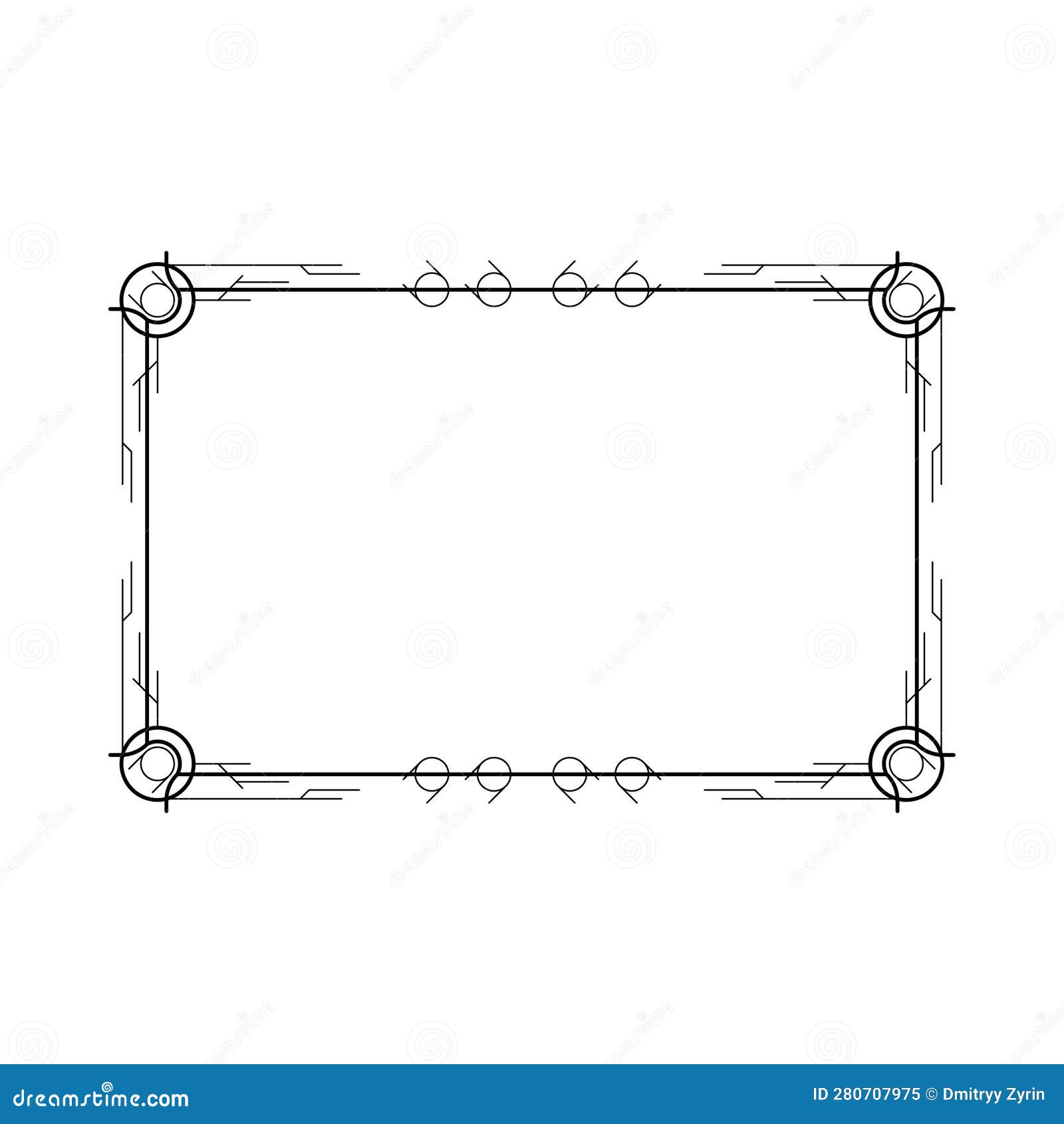 Abstract Black Simple Line Rectangular Frame Doodle Outline Element ...