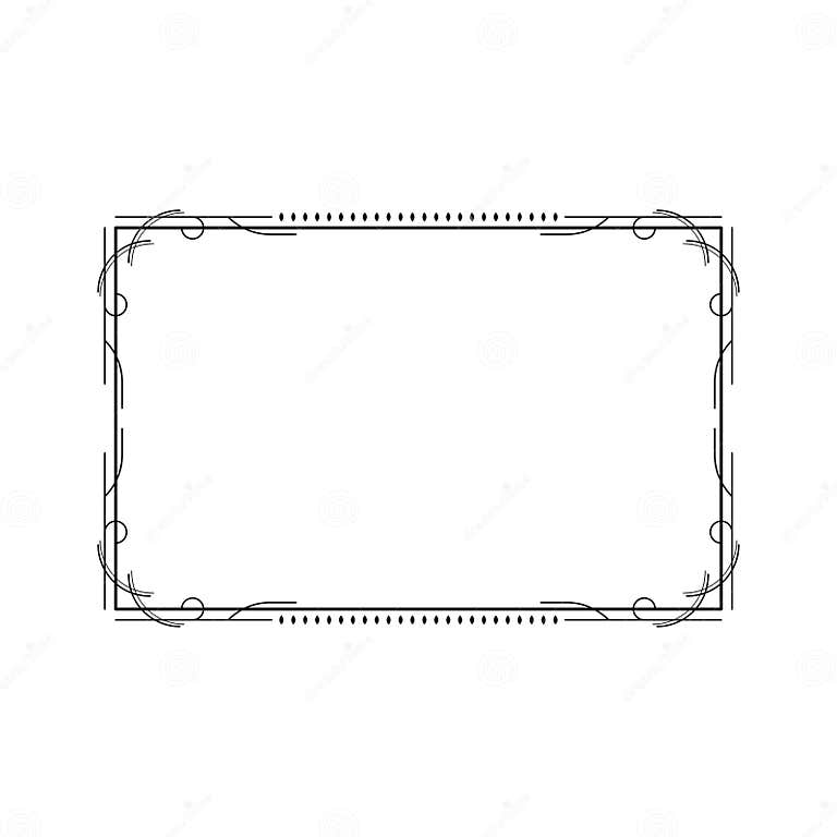 Abstract Black Simple Line Rectangular Frame Doodle Outline Element ...