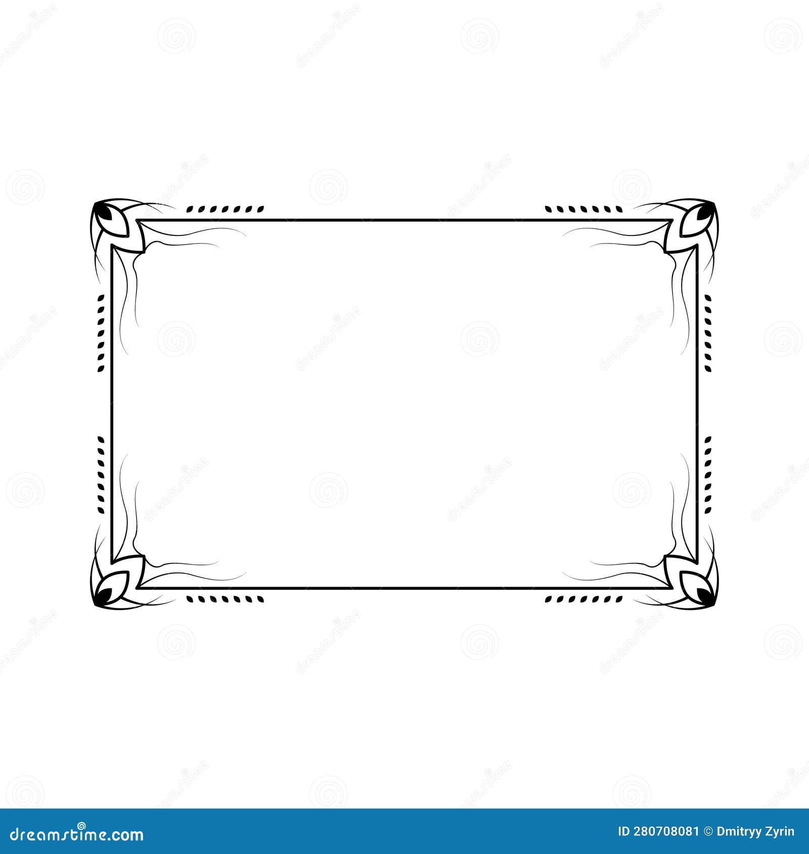 Abstract Black Simple Line Rectangular Frame Doodle Outline Element ...
