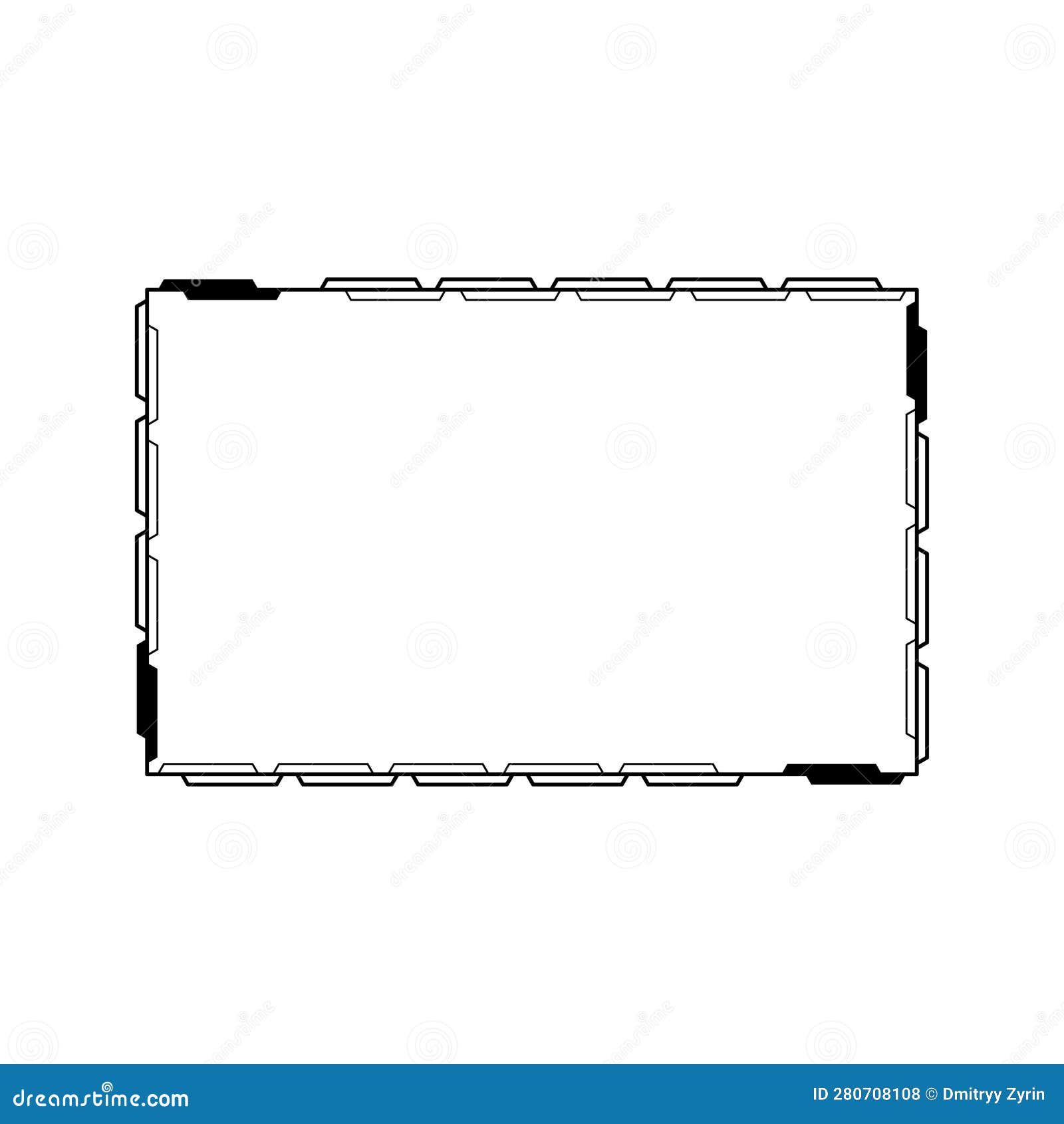 Abstract Black Simple Line Rectangular Frame Doodle Outline Element ...