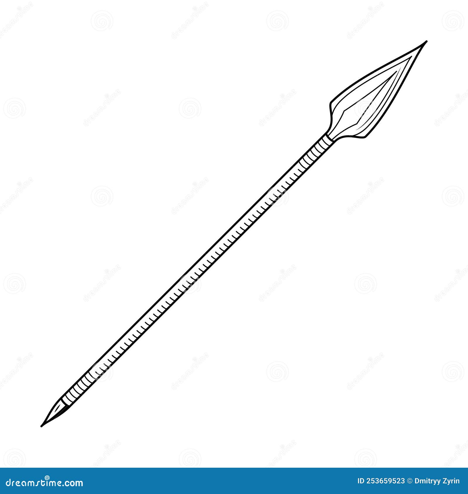 Abstract Black Simple Line Spear Weapon Doodle Outline Element Vector ...