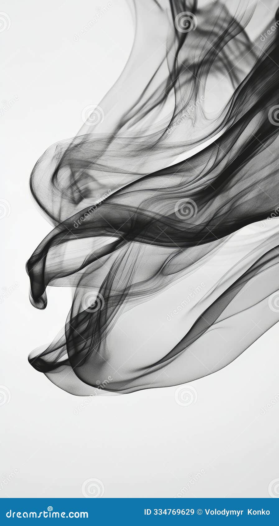 Abstract Black Smoke on White Background, Artistic Motion. Minimalist ...