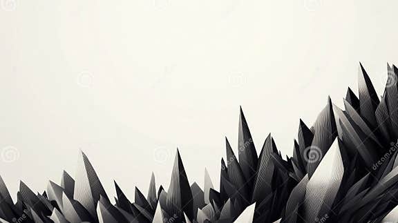 Abstract Black Spikes Growing on White Background Representing a ...