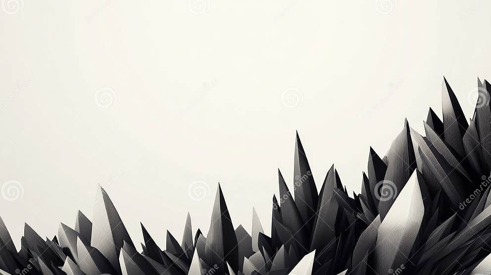 Abstract Black Spikes Growing on White Background Representing a ...