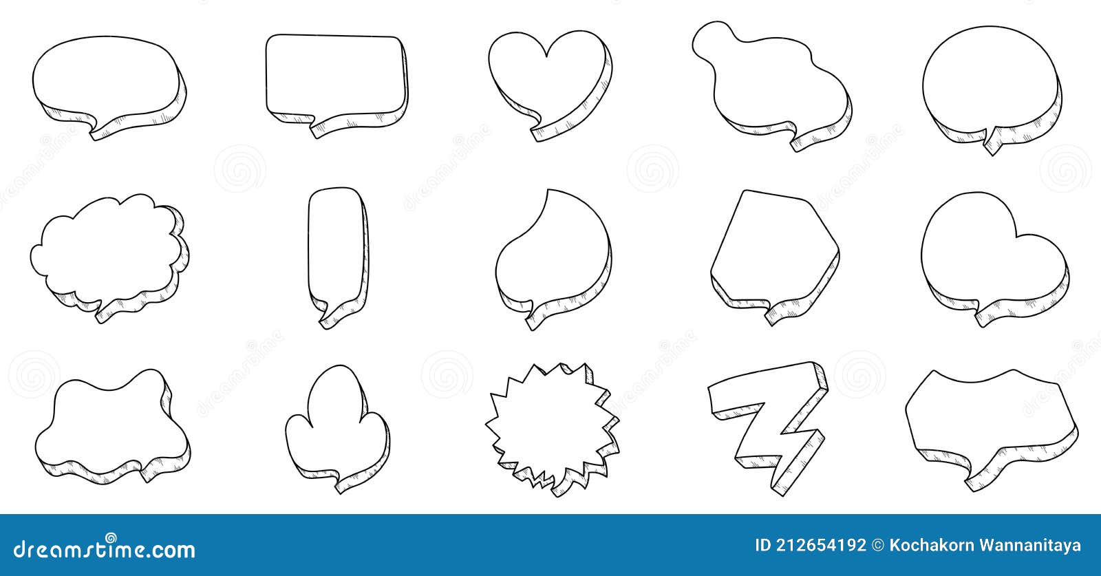 Abstract Black Style of Doodles Communication Tags Element Set. Classic ...