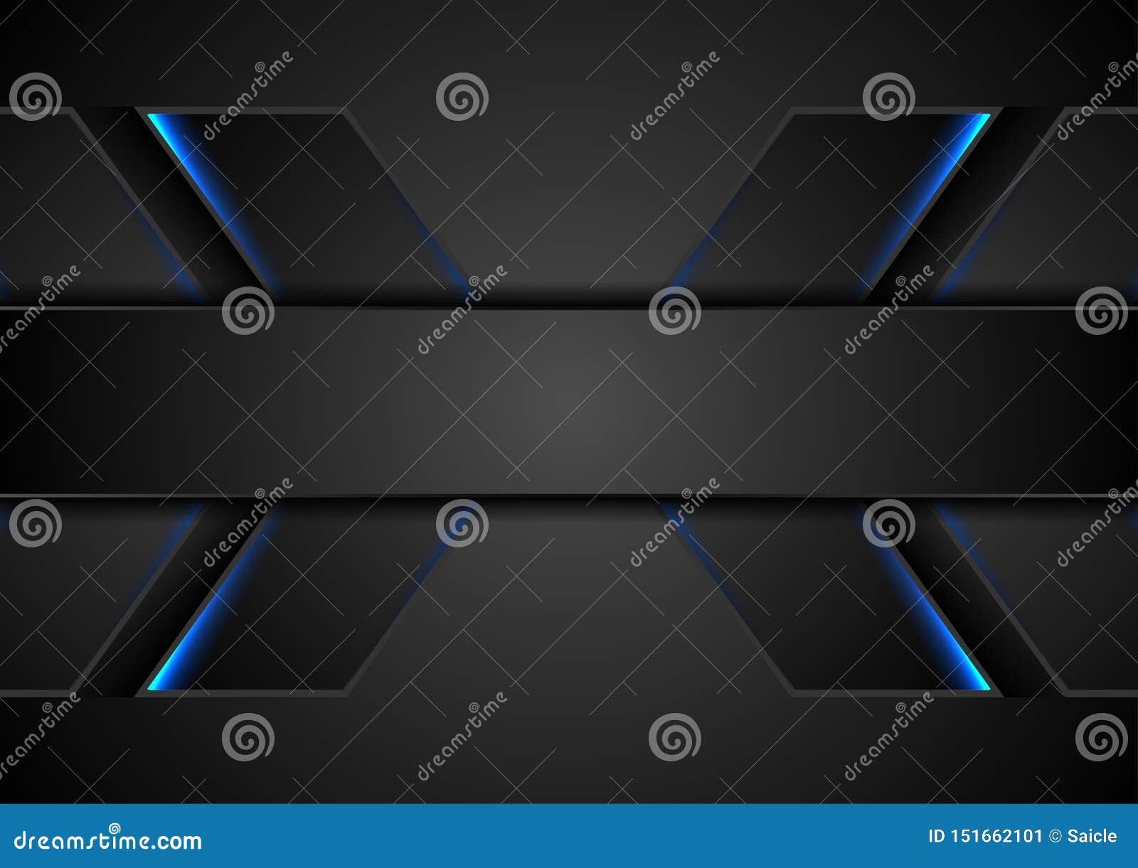 Abstract Black Tech Background with Blue Neon Glowing Light Stock ...