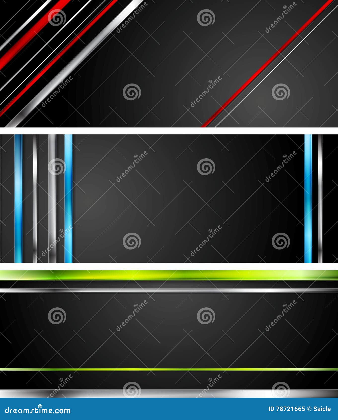 Abstract Black Tech Banners with Stripes Stock Vector - Illustration of ...