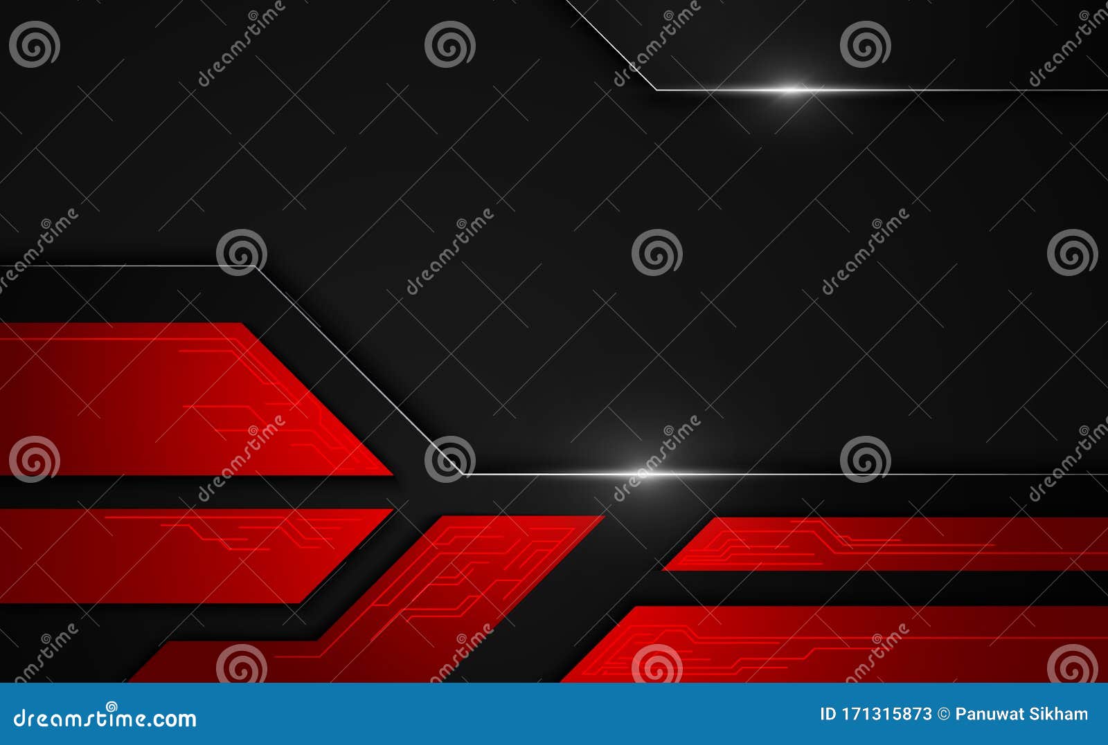 Black Tech Background With Blue Smooth Stripes Vector Illustration ...