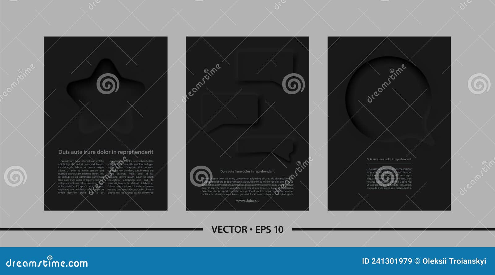 Abstract Black Theme Backgrounds Set in Neomorphism Style. 3D Backgrounds with Chat Bubble Shape ...