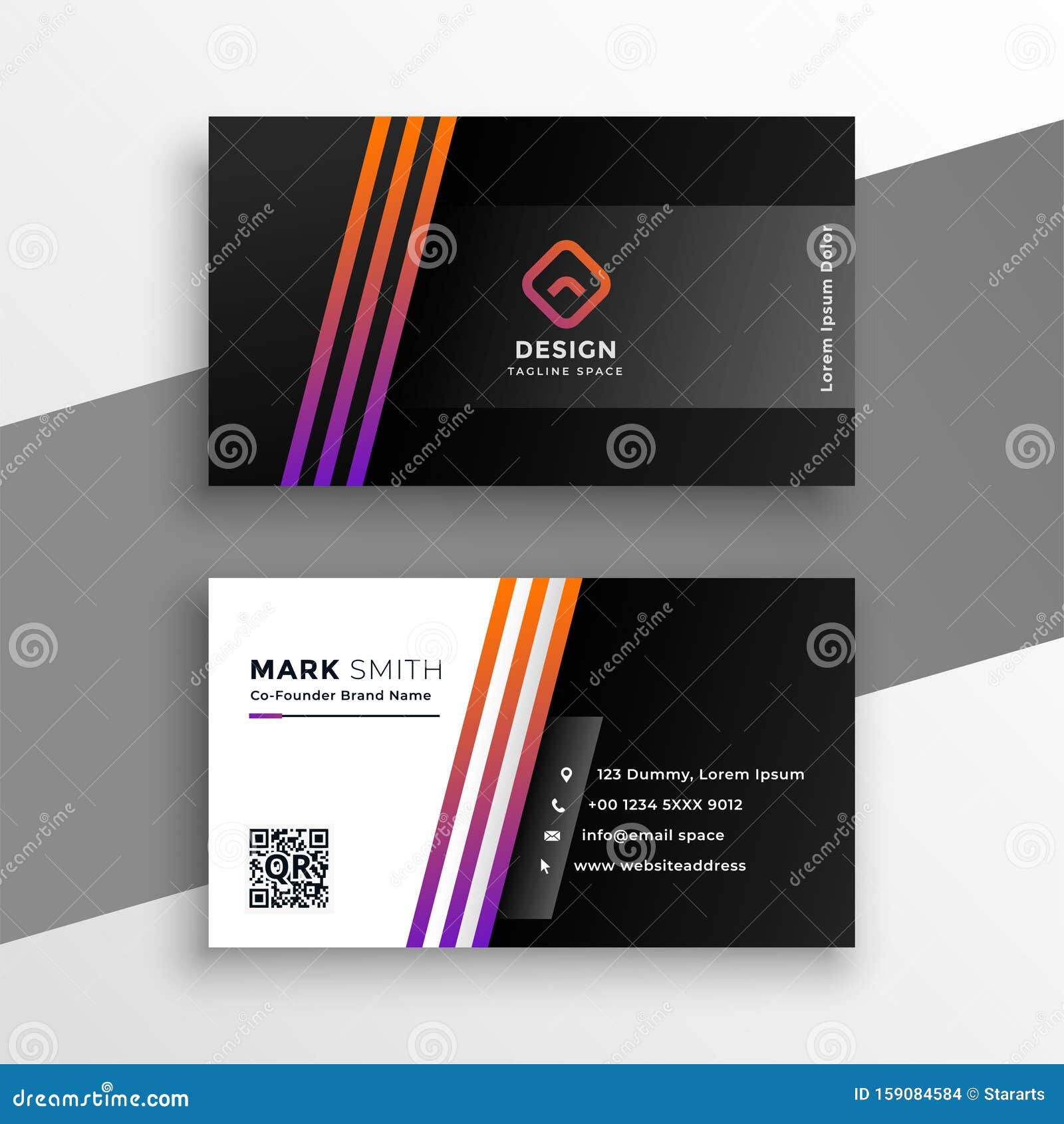 Abstract Black Visiting Card with Colorful Lines Stock Vector ...