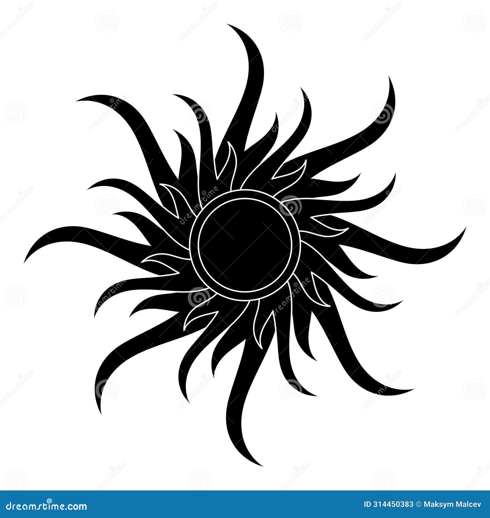 Abstract Black Vortex Icon and Logo. Abstract Sun Sign Stock Vector ...