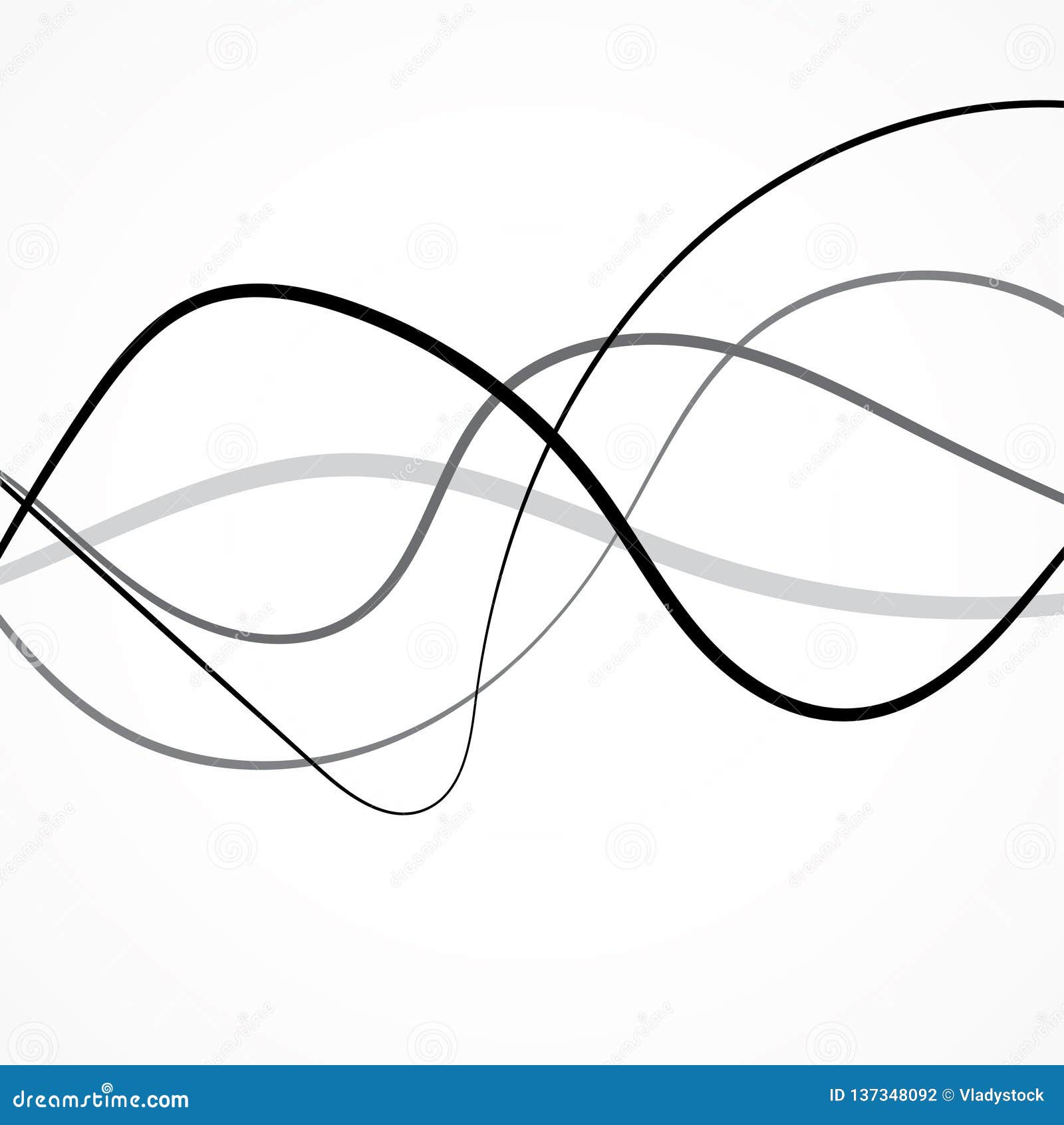 Abstract Black Wave of Lines, Curved Stripes Stock Vector ...