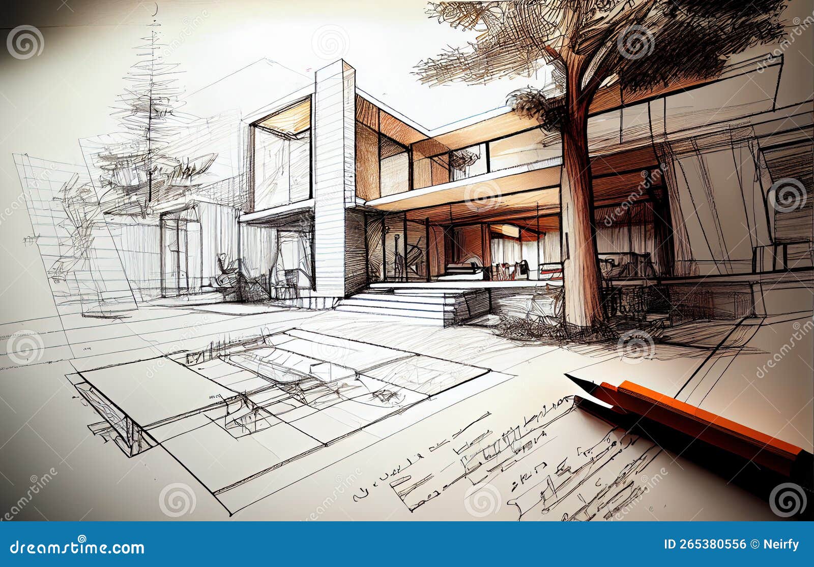 Abstract Architectural Drawings Stock Illustration - Illustration of ...
