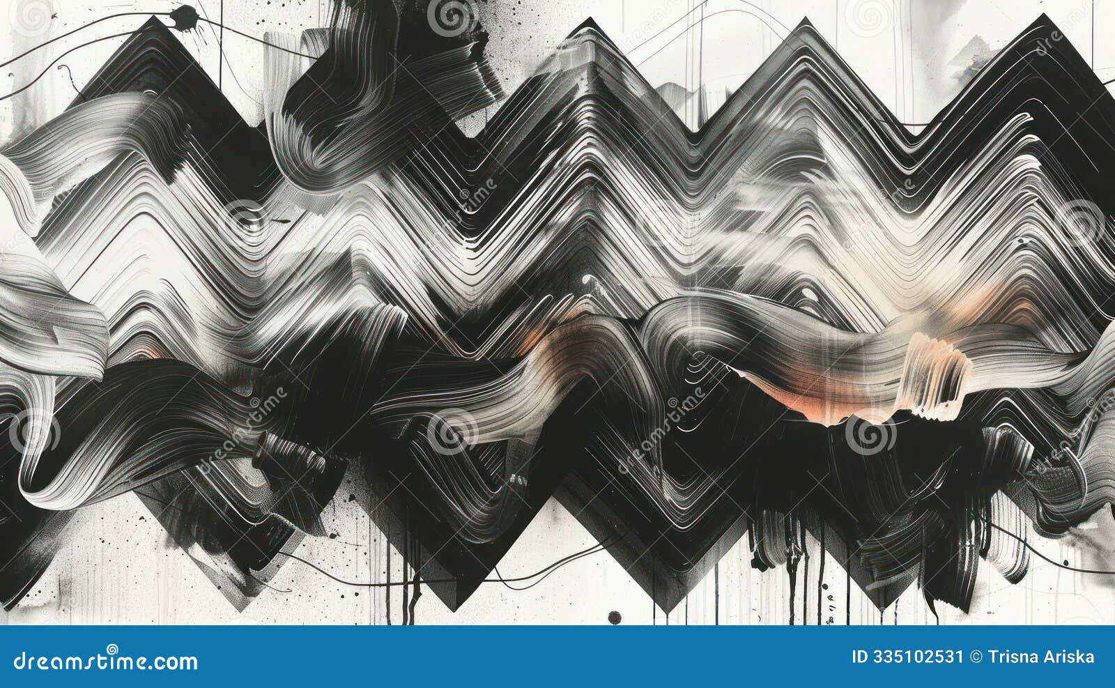 Abstract Black and White Artwork with Dynamic Wave Patterns and Subtle ...