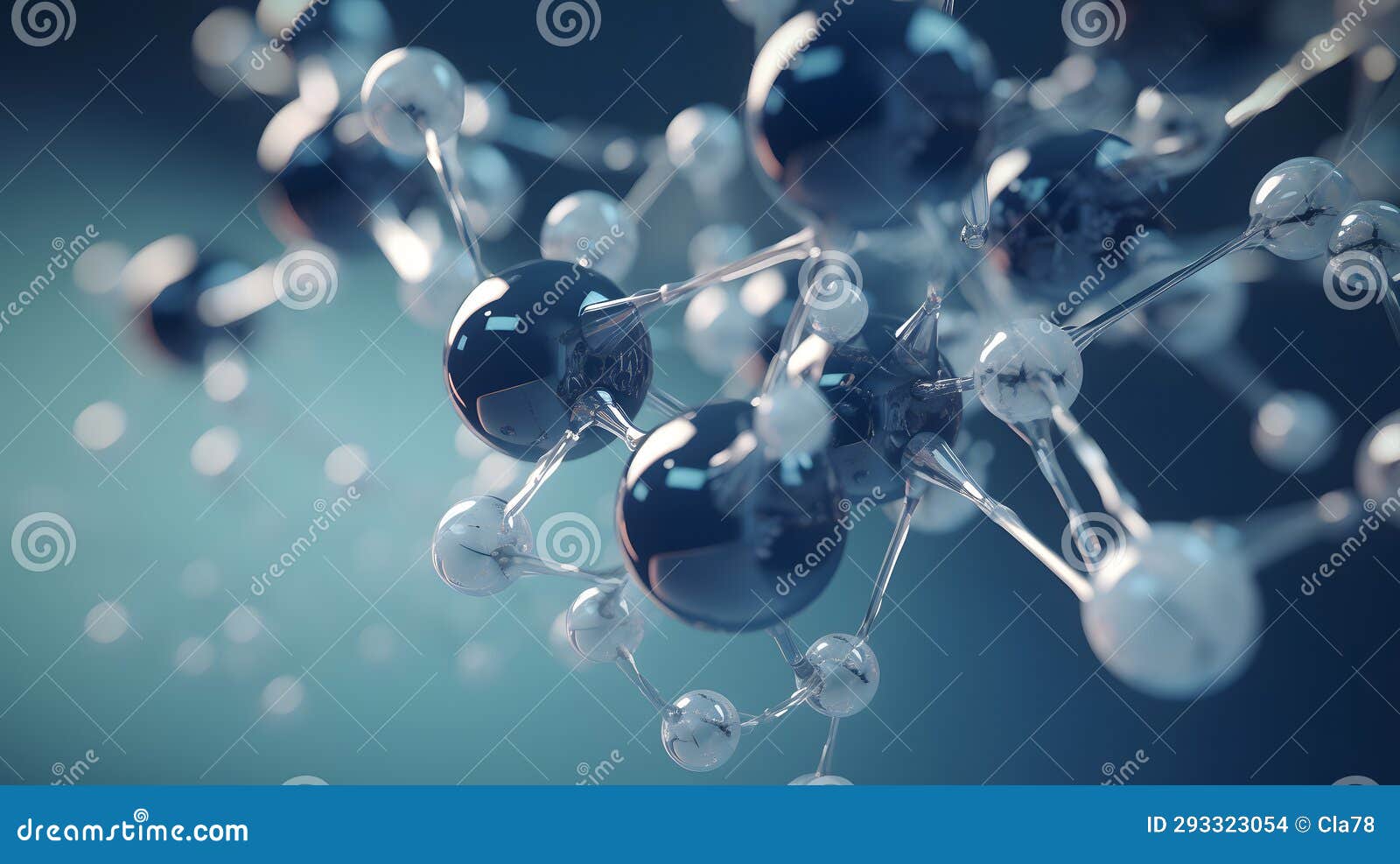 Abstract Black and White Atom Molecule Structure Stock Photo - Image of ...
