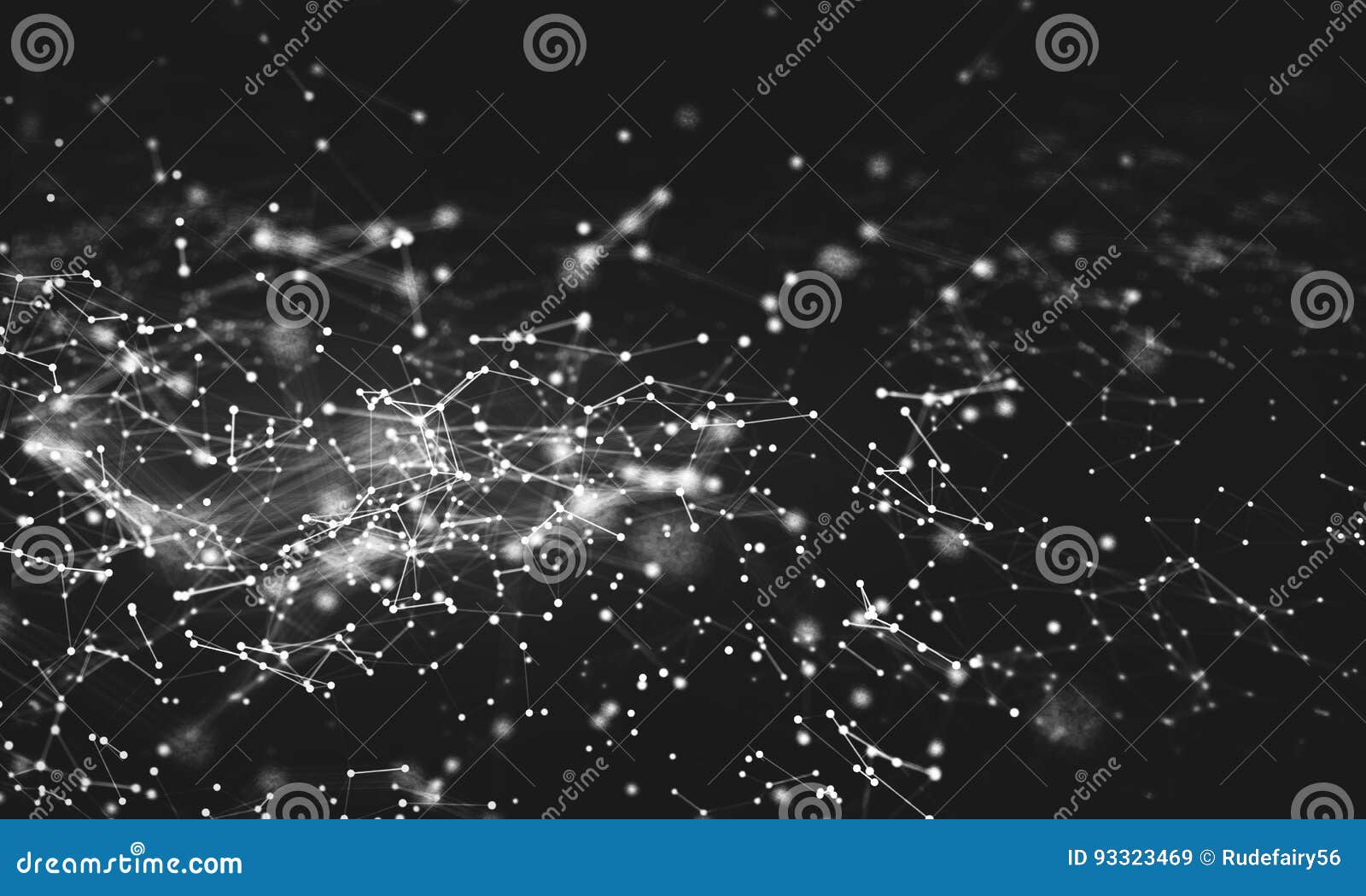 Abstract Black White Background with Connected Dots Stock Image - Image ...
