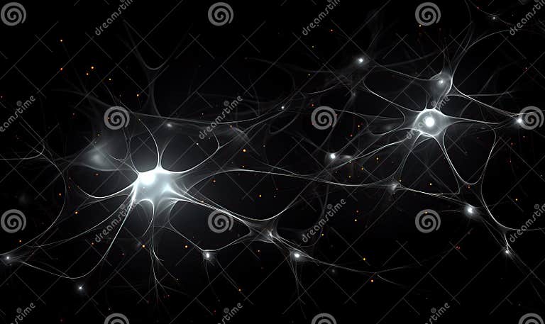 Abstract Black and White Background with Neurons. Stock Photo - Image ...