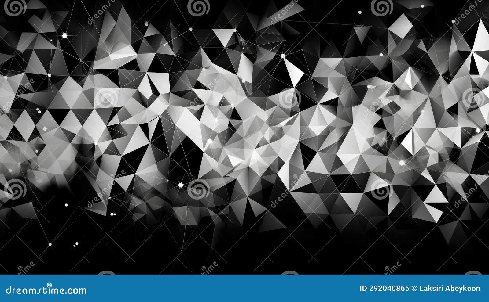 Abstract Black and White Background with Random Geometric Triangle ...
