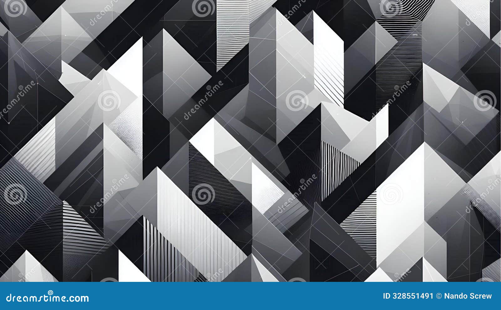 Abstract Black and White Background with Random Geometric Triangle ...