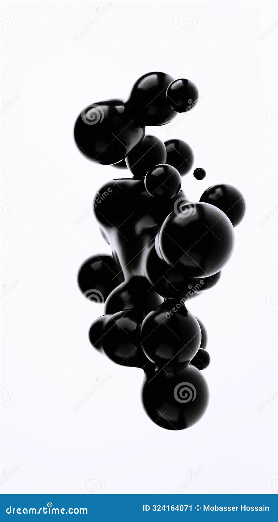 Abstract Black Liquid Drops Background.3d Illustration.Ink or Fluid ...