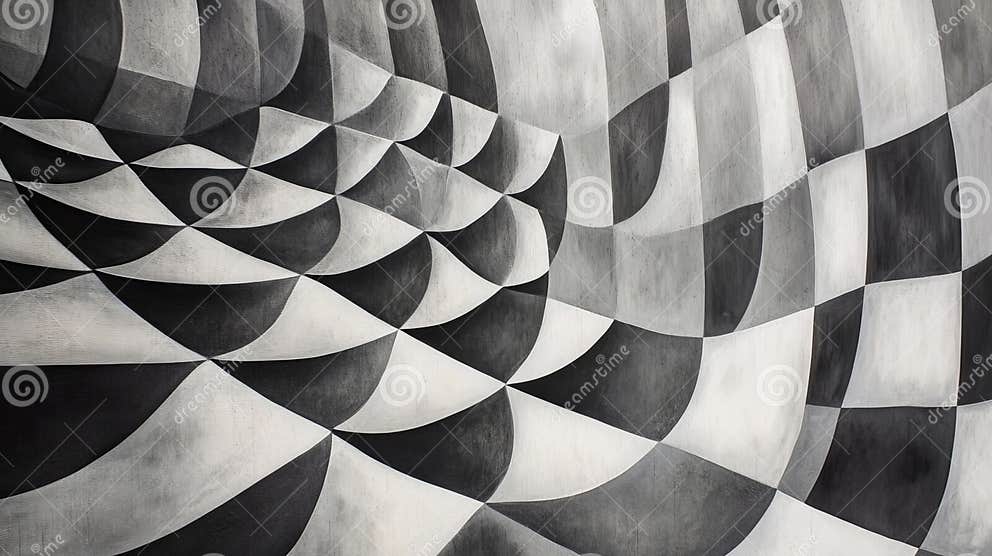 Abstract Black and White Checkered Pattern Creating an Optical Illusion ...