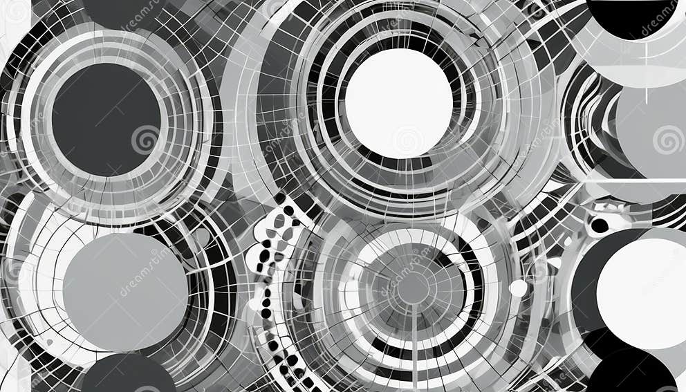 Abstract Black and White Circular Patterns Stock Photo - Image of ...