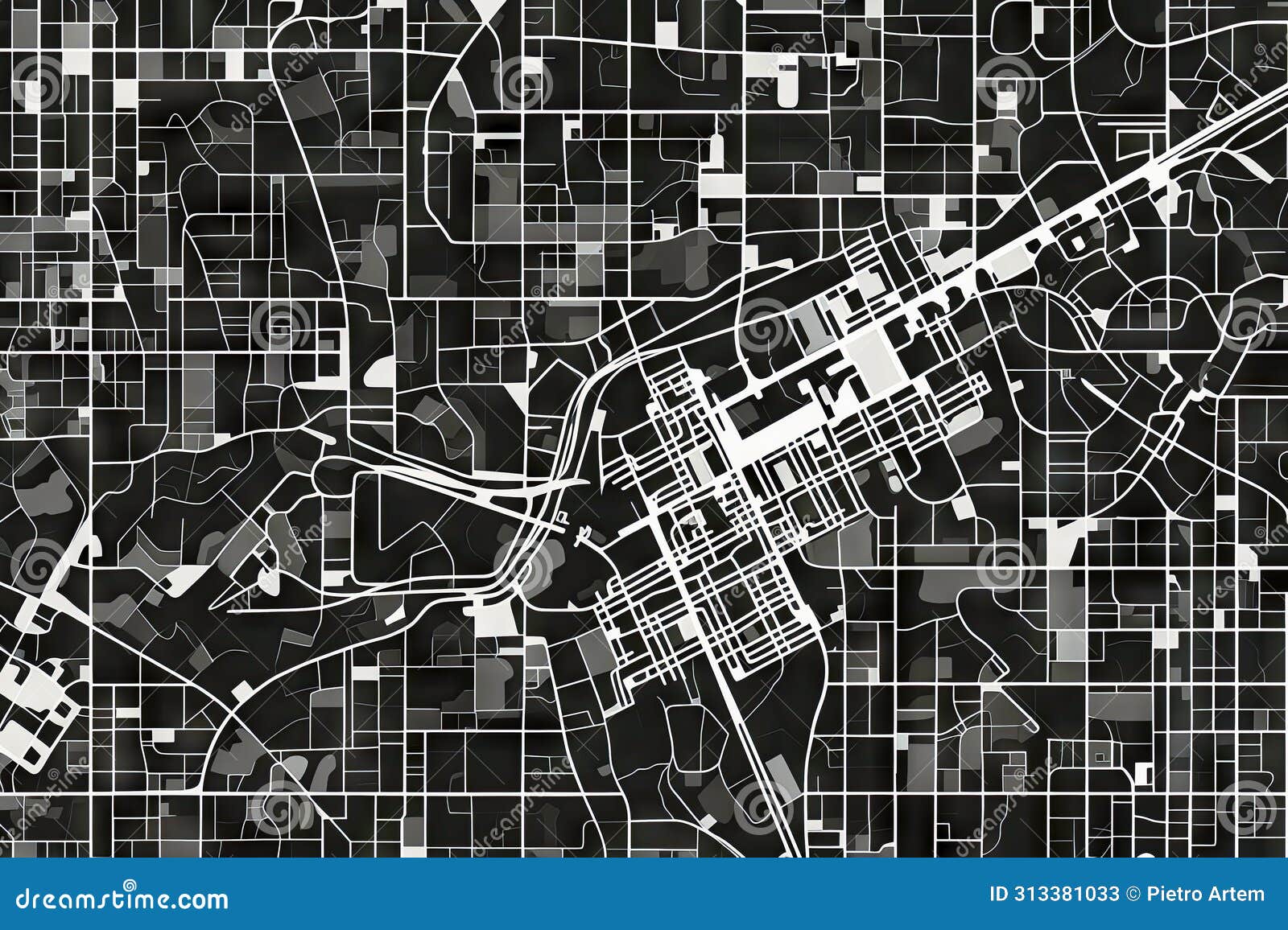 Abstract Black and White City Map Stock Image - Image of architecture ...