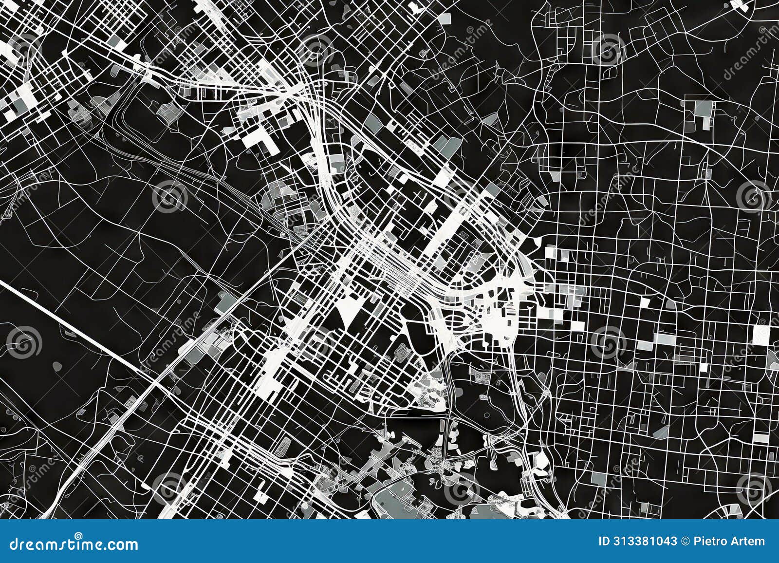 Abstract Black and White City Map Stock Image - Image of buildings ...