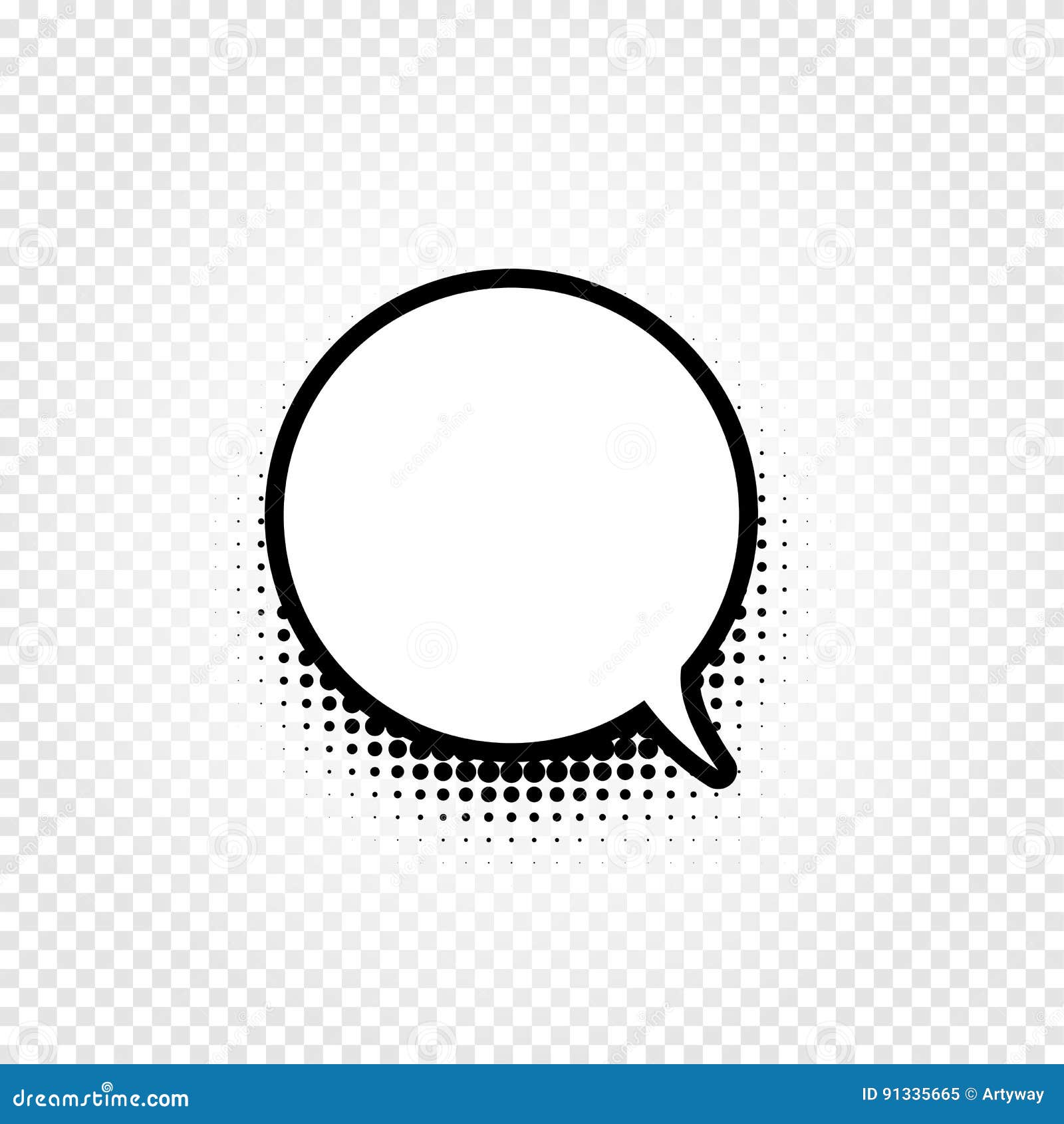 Abstract Black and White Color Comic Speech Balloon Icon on Checkered ...