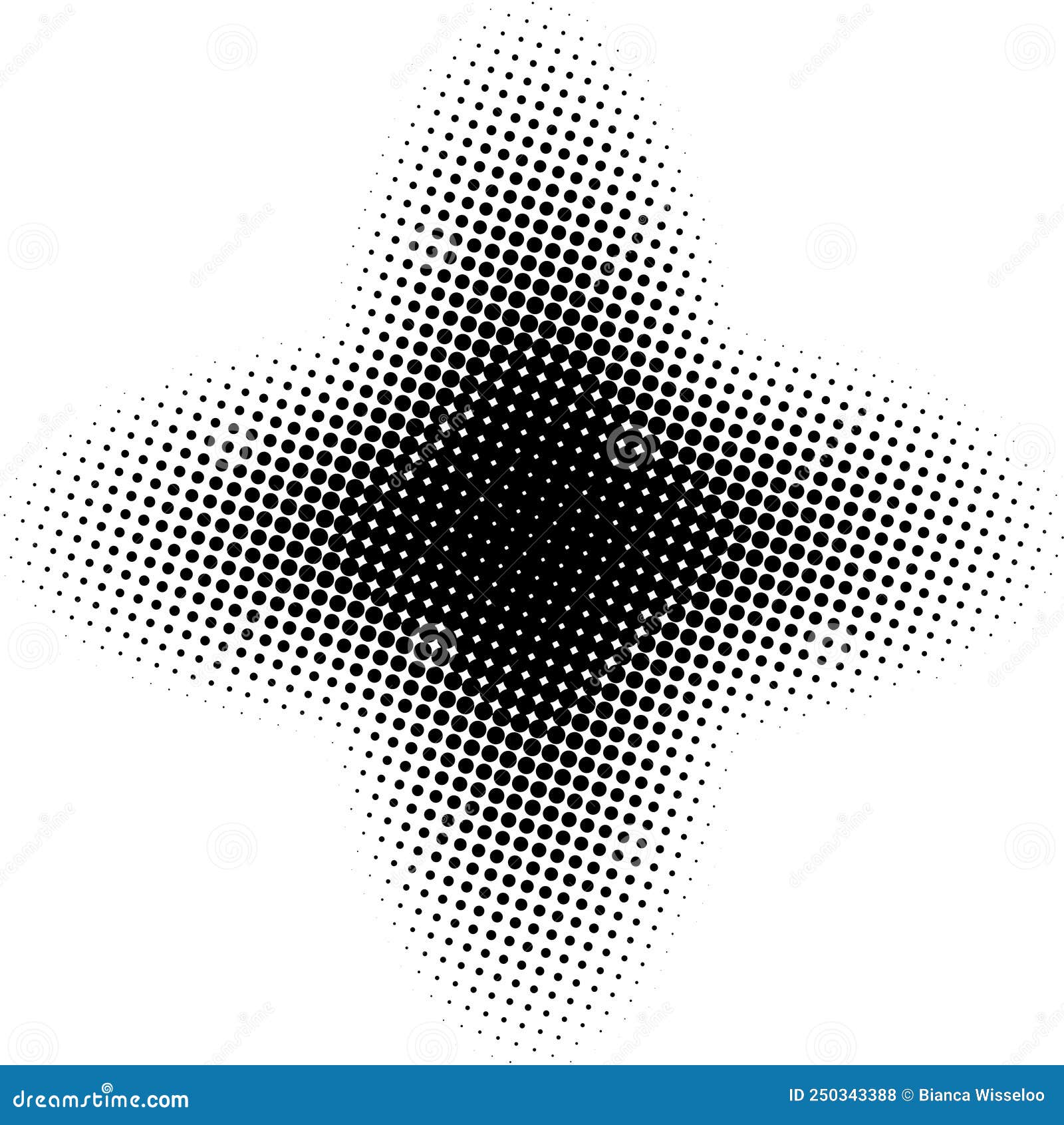 Abstract Black and White Color Halftone. Round Cross Shape Stock Vector ...
