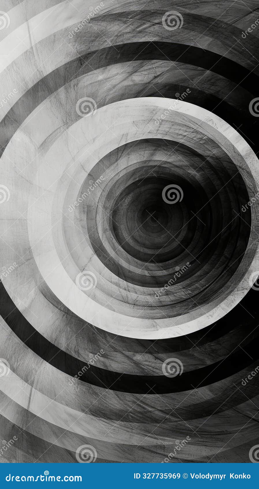 Abstract Black and White Concentric Circular Pattern with Textured ...
