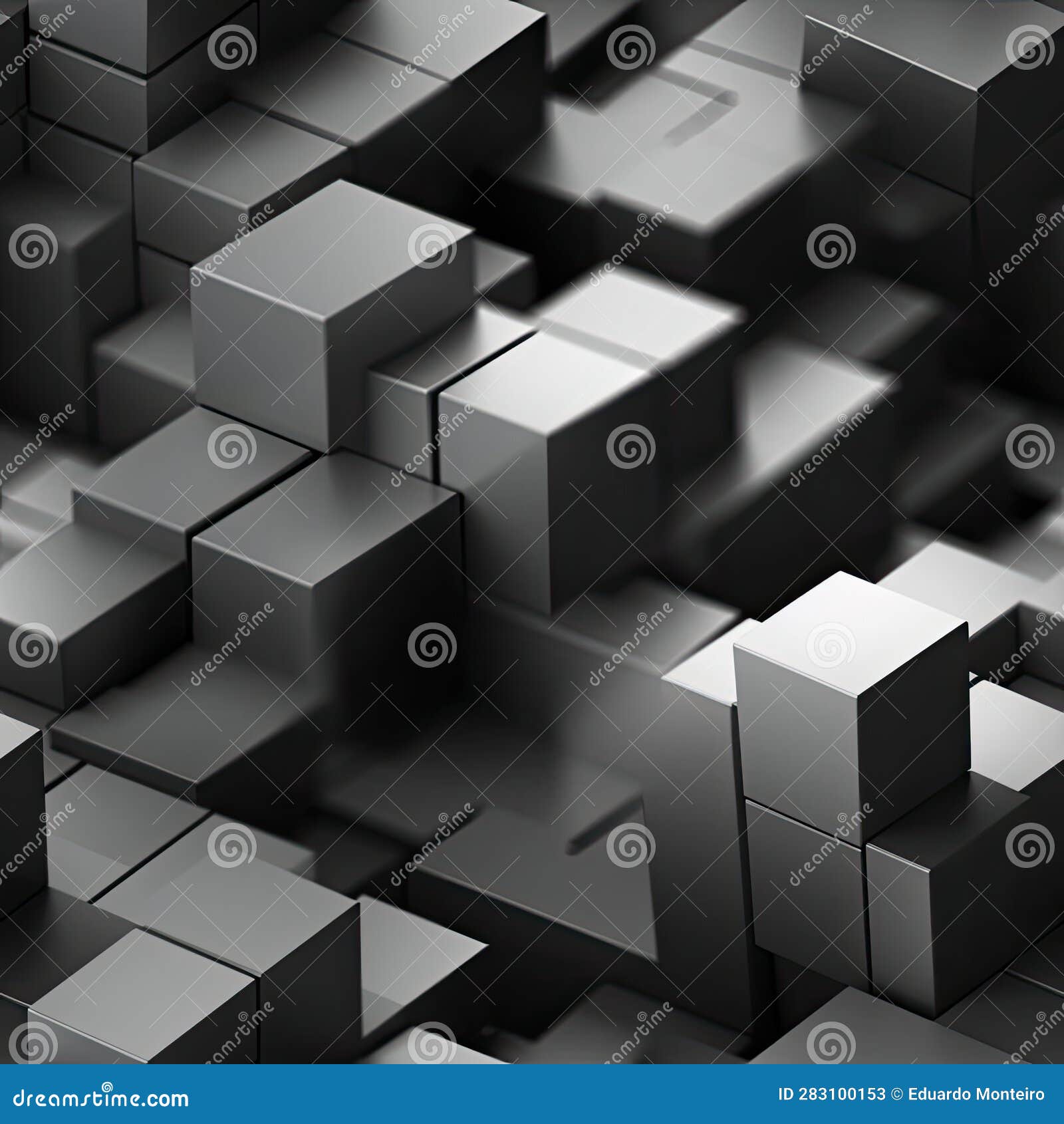 Abstract Black and White Cubes in a Mechanical and Fragmented Style ...