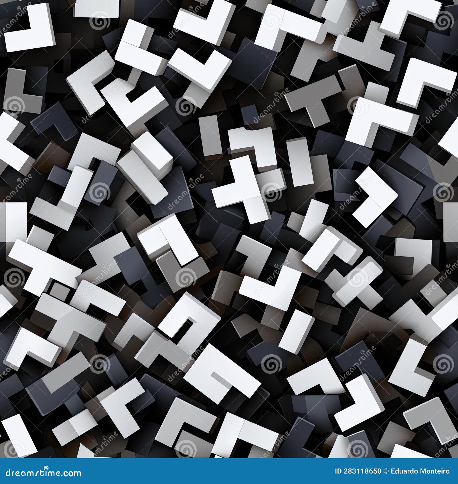 Abstract Black and White Cubes with Scattered Composition (tiled) Stock ...