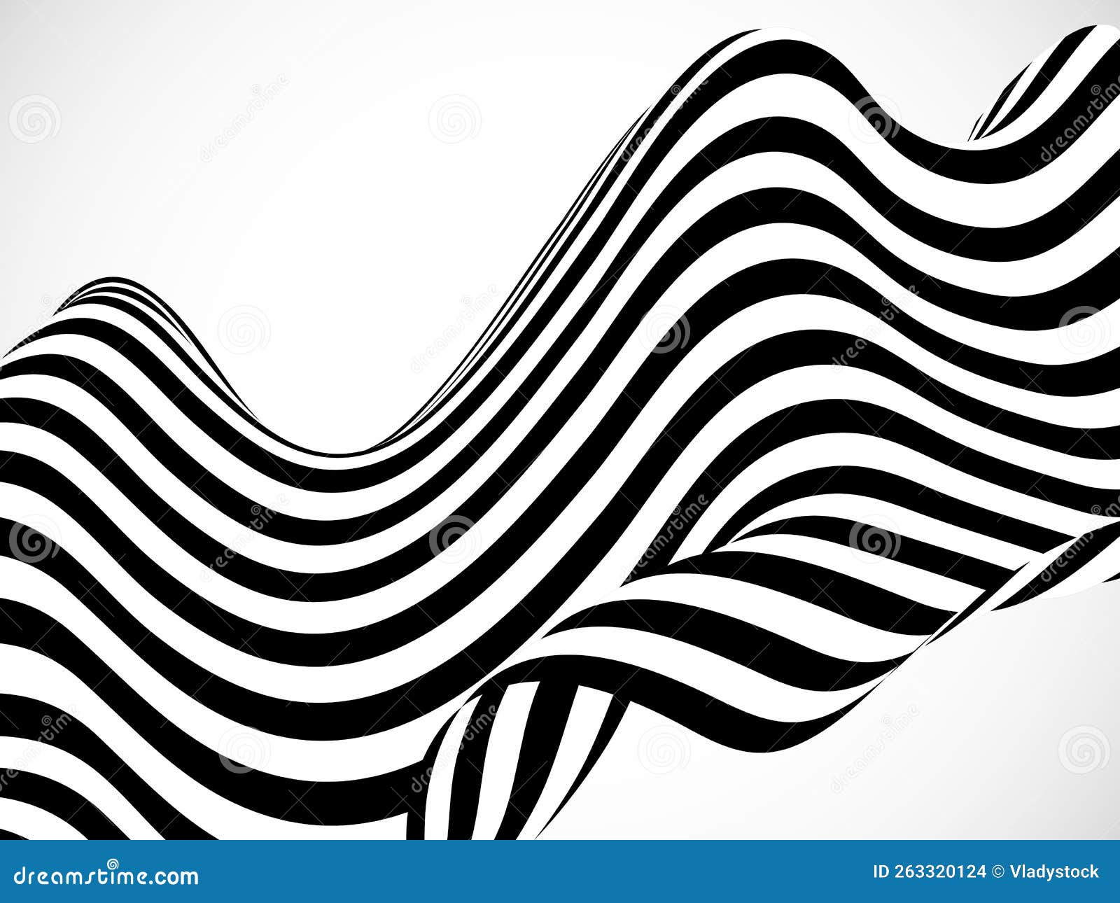 Abstract Black and White Curved Line Stripe. Wave Stock Vector ...