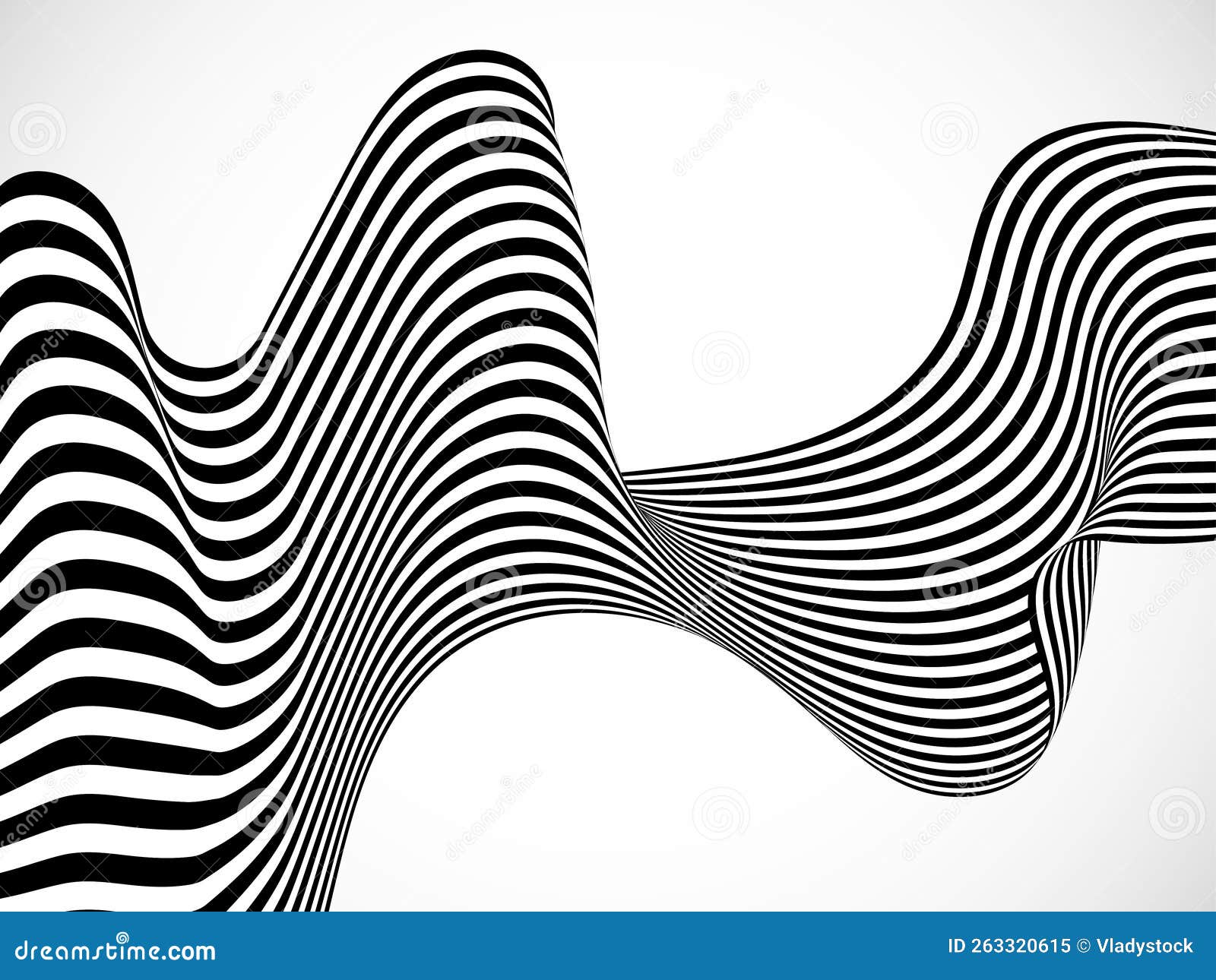 Abstract Black and White Curved Line Stripe. Wave Stock Vector ...