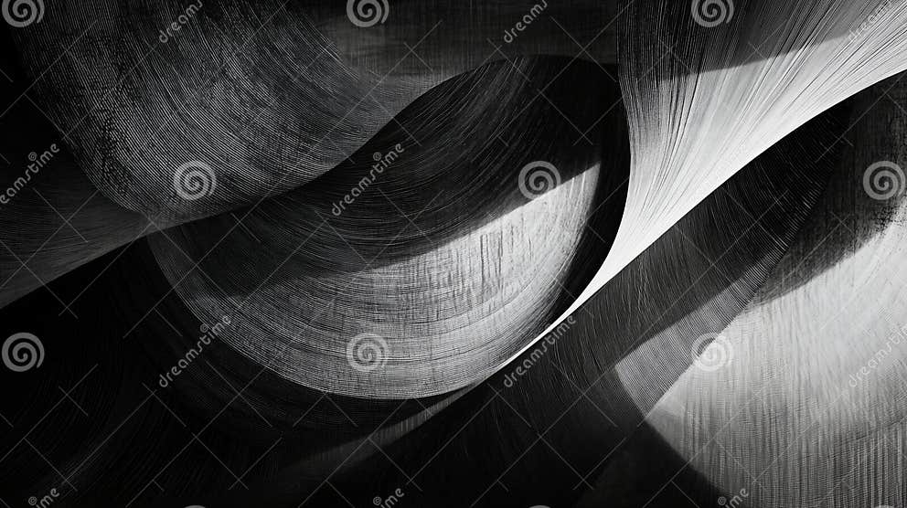Abstract Black and White Curves Create Dynamic Patterns in a Textured ...