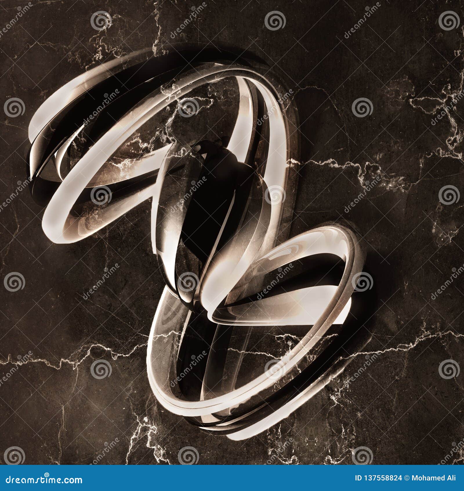 Abstract Black and White 3d Computer Generated Fractal Shape on a Dusty ...