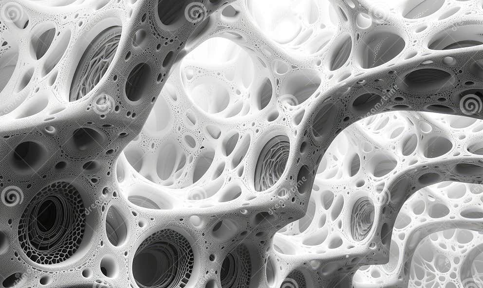 Abstract Black and White 3D Rendering of Intricate Geometric Forms and ...