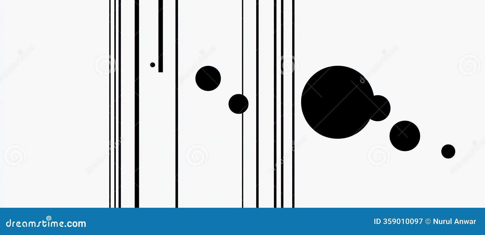 Circles On Vertical Guide Lines. Seamless Geometric Pattern. White On ...