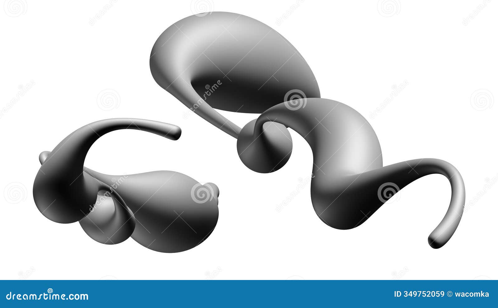 Abstract Black and White Design, Smooth Flexible Object, Isolated on ...