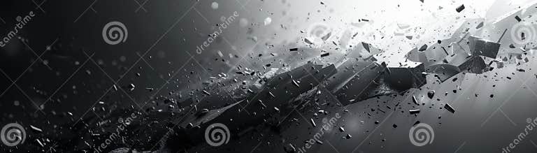 Abstract Black and White Digital Art Featuring Fragmented Pieces and ...