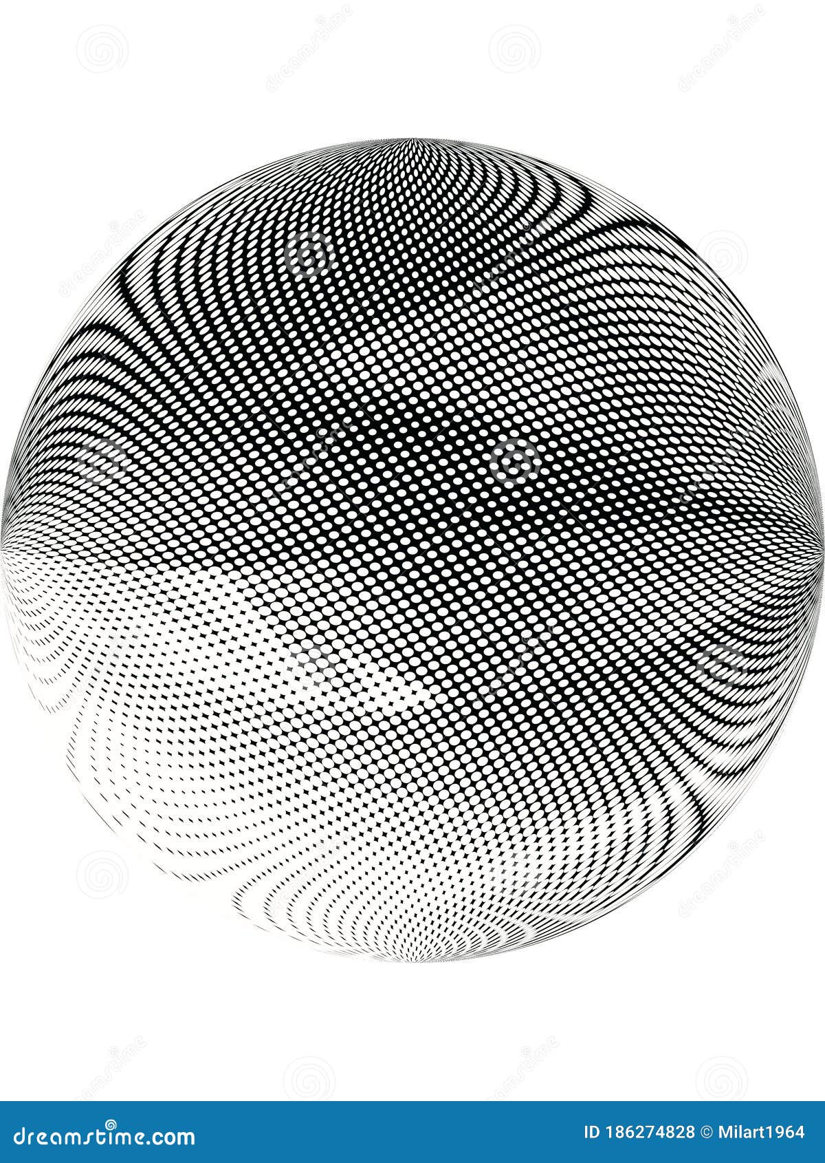 Abstract Black and White Dotted Sphere. Stock Illustration ...