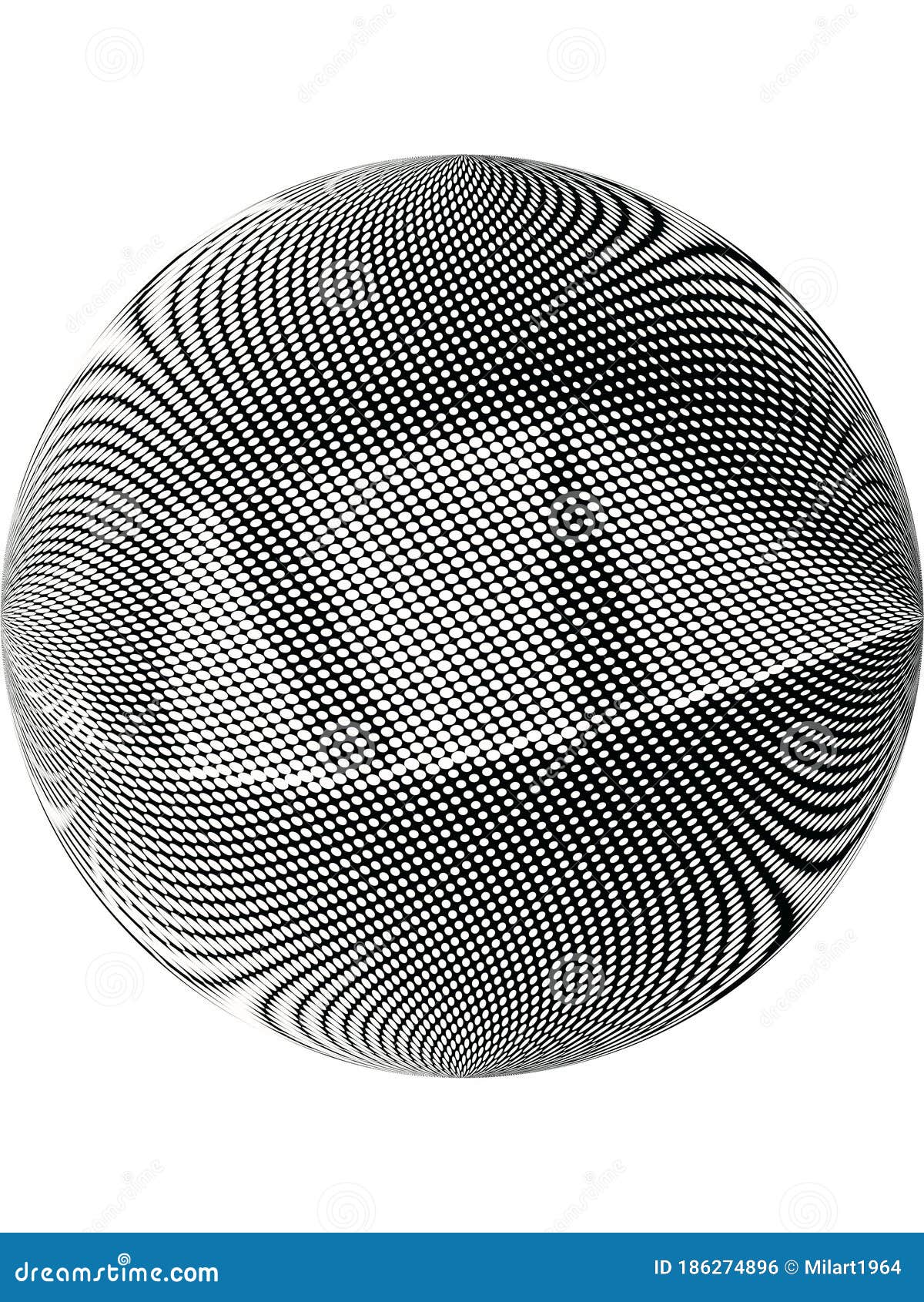 Abstract Black and White Dotted Sphere. Stock Illustration ...
