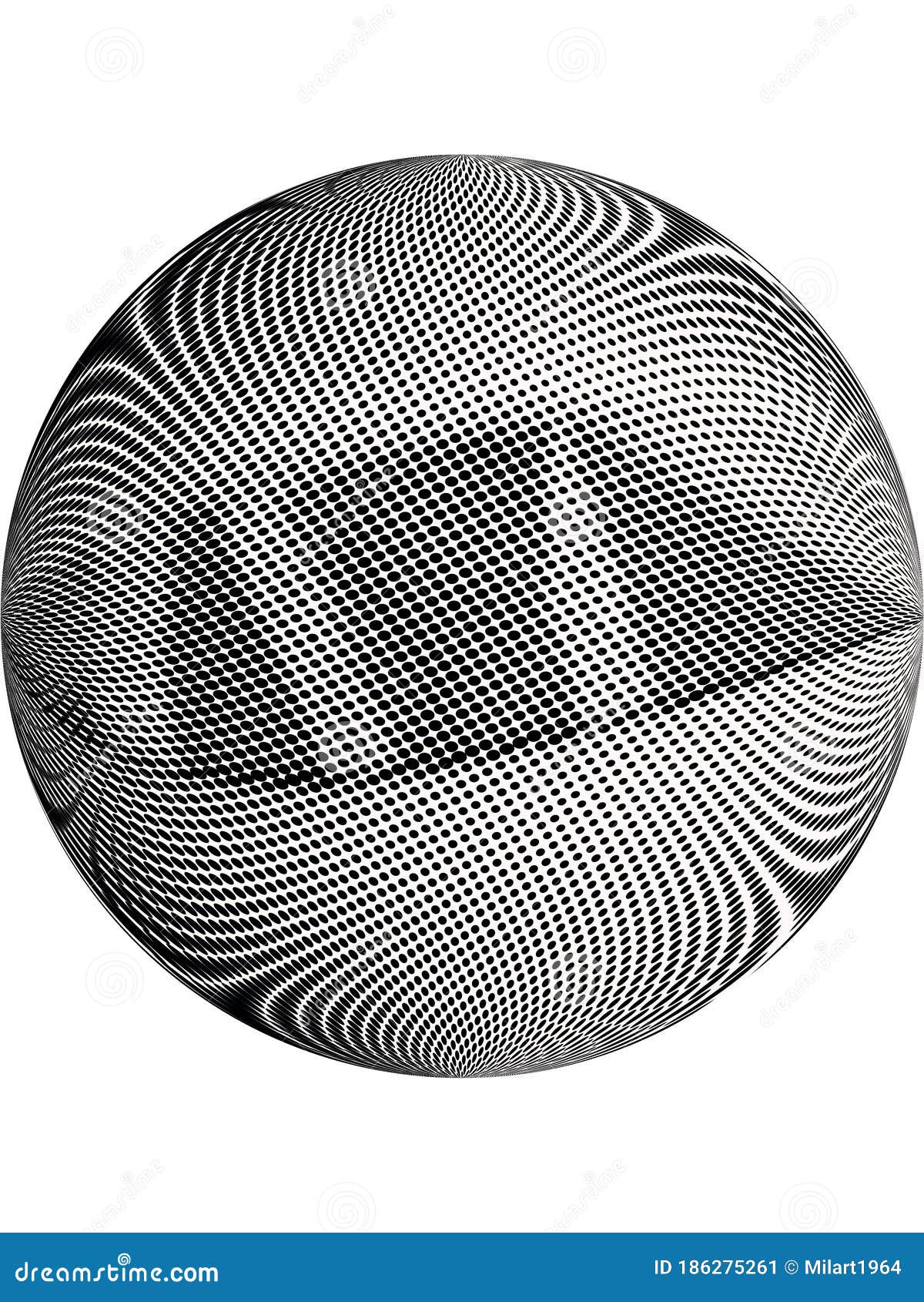 Abstract Black and White Dotted Sphere. Stock Illustration ...