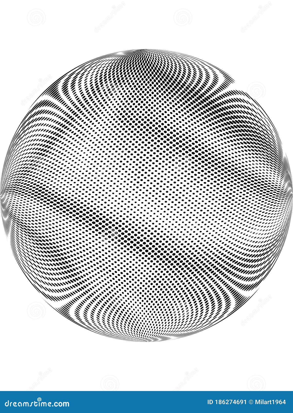 Abstract Black and White Dotted Sphere. Stock Illustration ...