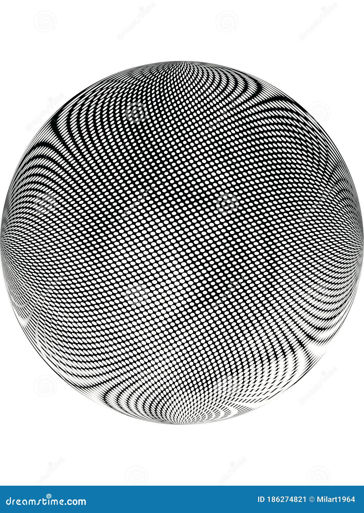 Abstract Black and White Dotted Sphere. Stock Illustration ...