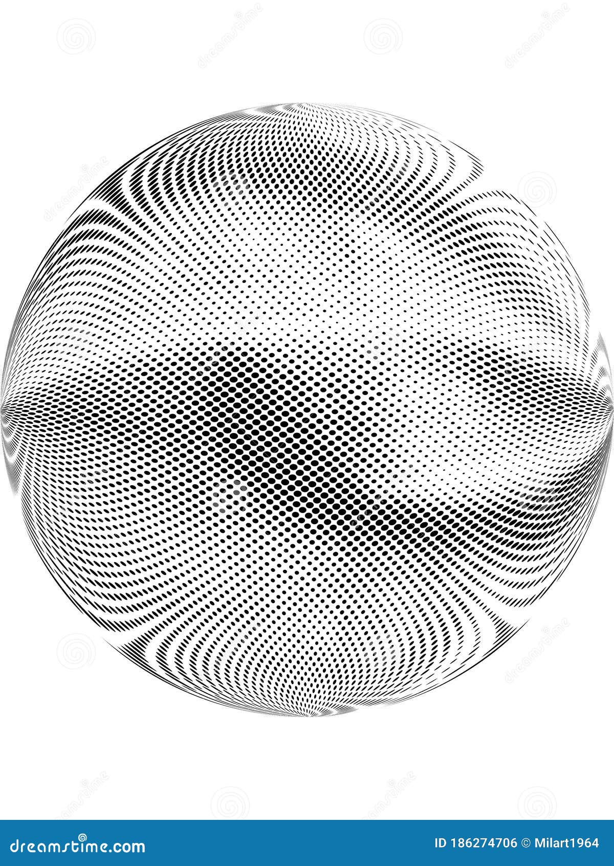 Abstract Black and White Dotted Sphere. Stock Illustration ...